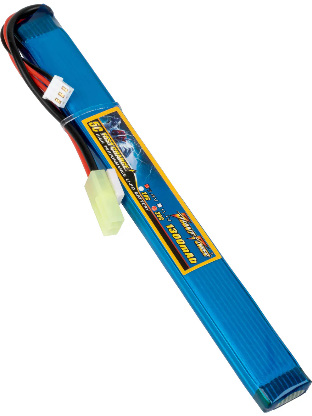 Giant Power 7.4v 1300mAh 25C LiPo Battery; Mini Tamiya