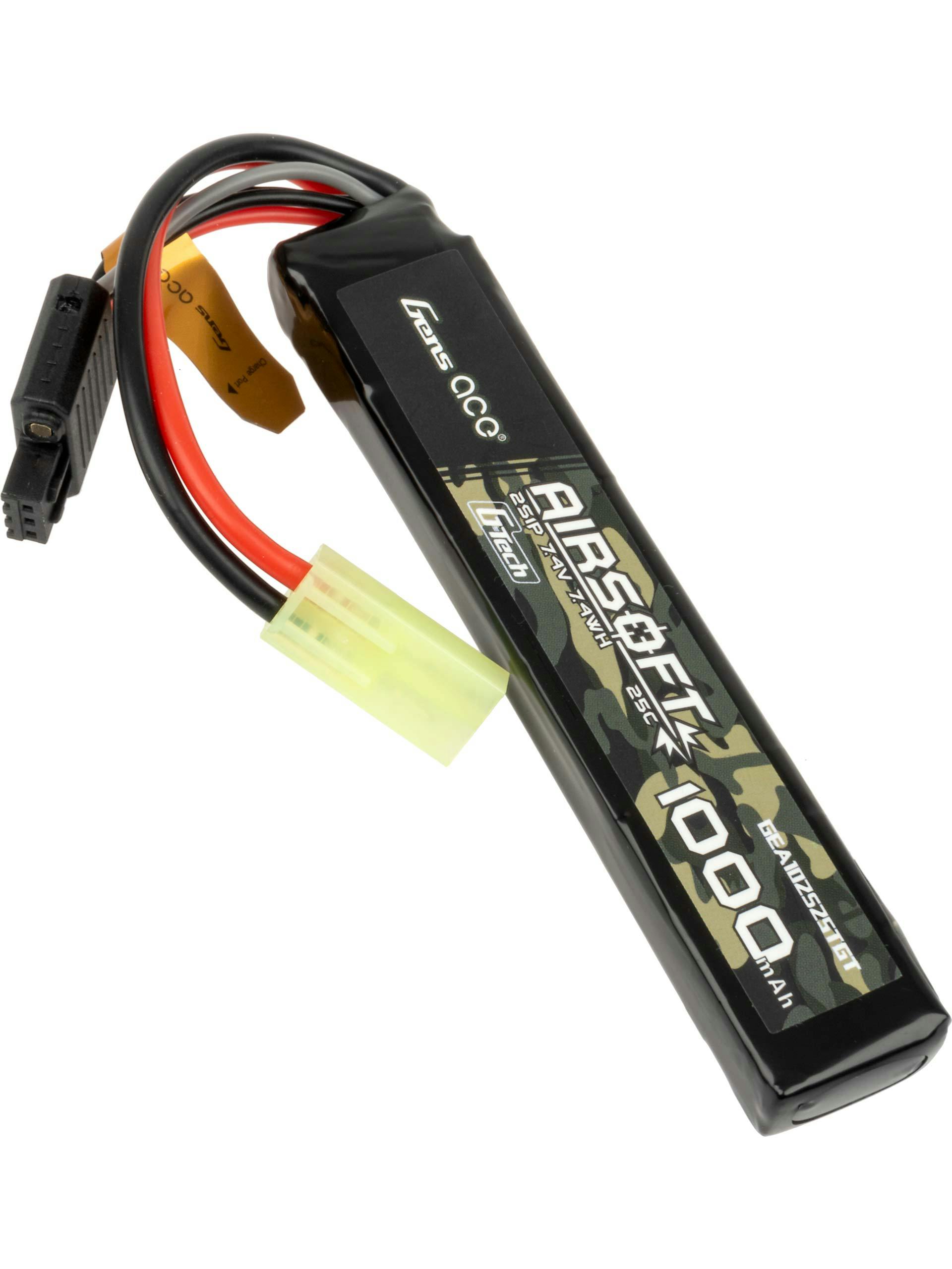 Gens Ace 7.4V 25C 1000mAh Airsoft Smart LiPo Battery - Mini-Tamiya