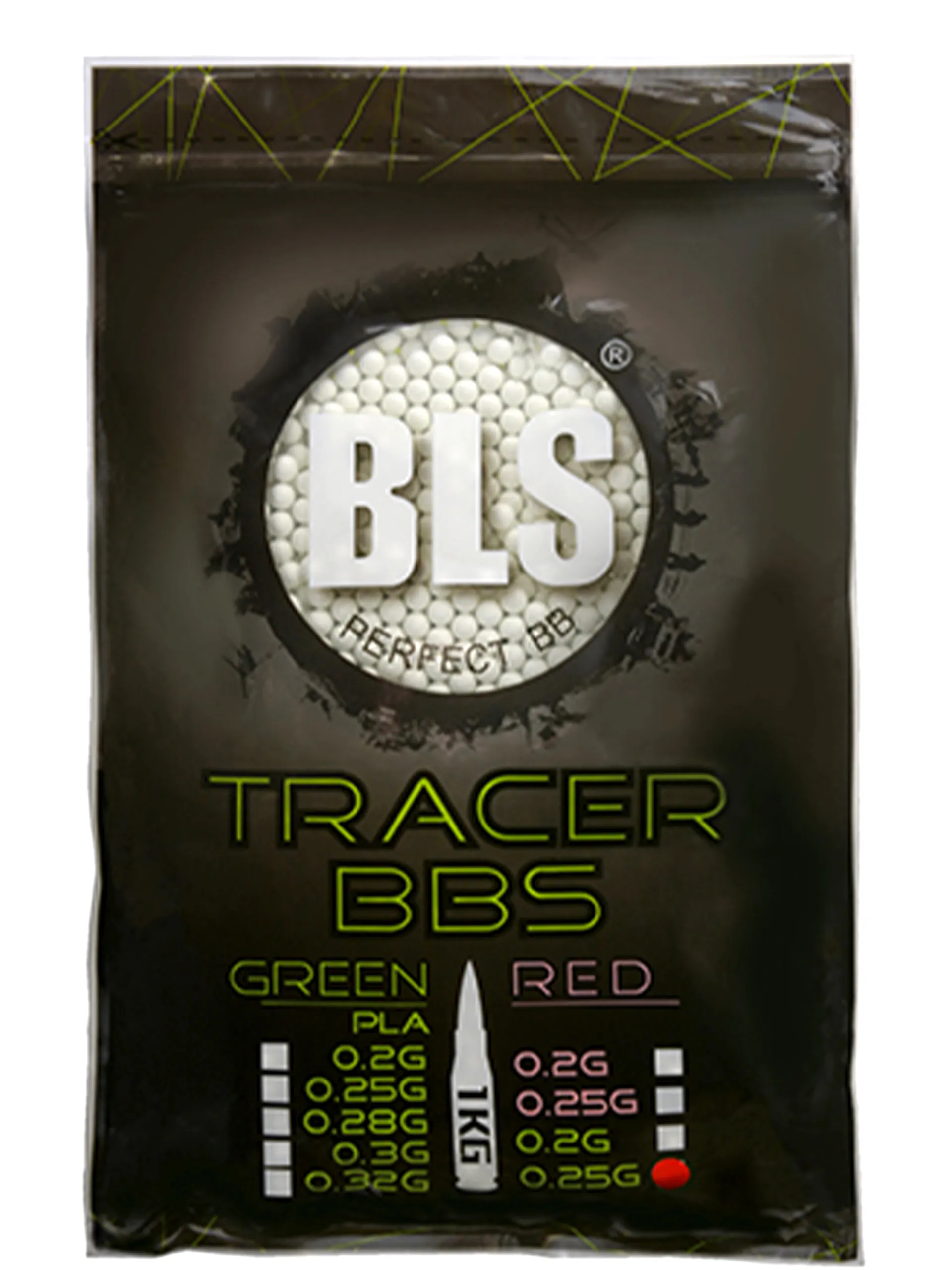 BLS 0.25g 6mm Perfect Tracer BB; 1kg Bag | Patrol Base UK