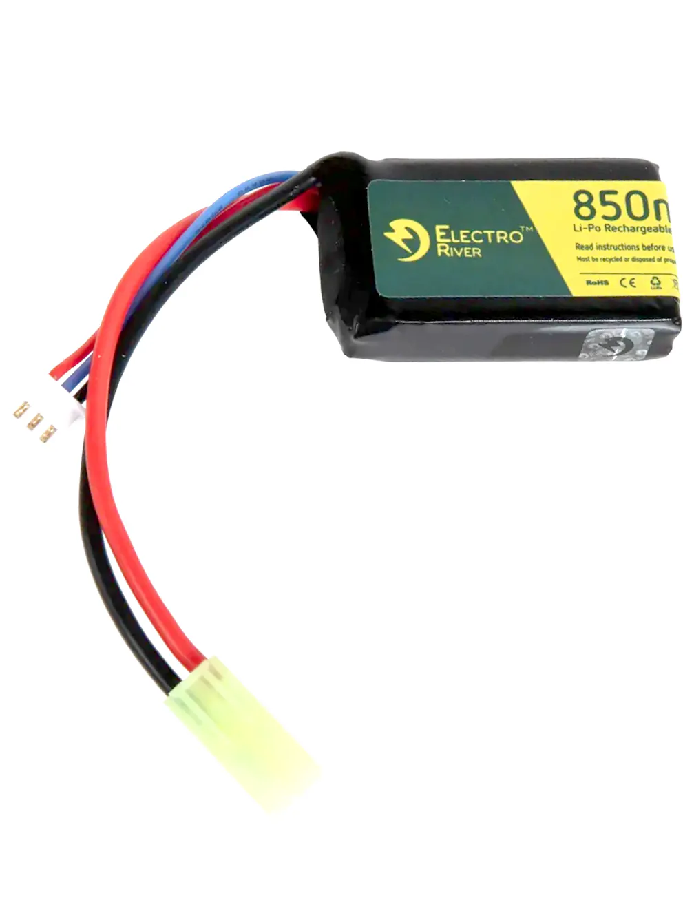 Electro River 7.4V 850mAh 20C Mini LiPo PEQ Battery Pack; Mini-Tamiya